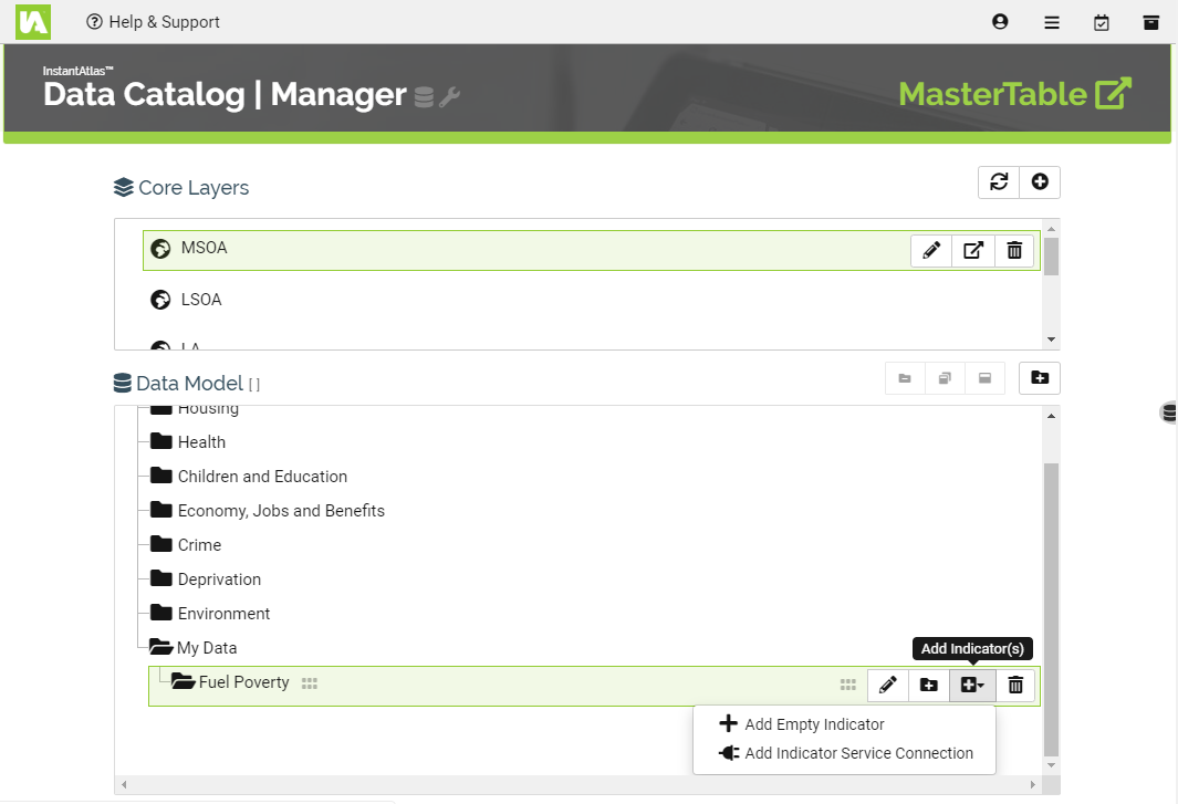 How To Add Data For Existing Indicators To A New Core Layer In A Data Catalog Instantatlas Help